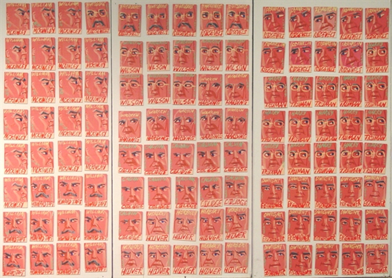 Steve Keene | Red Faced Presidents (2005) | MutualArt