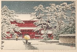 Hasui Kawase | Snow at Zojoji Temple (1929) | MutualArt
