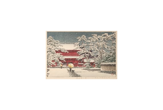 Hasui Kawase | Snow at Zojoji Temple (1929) | MutualArt