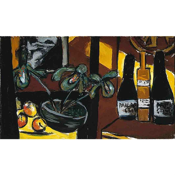 Max Beckmann | Still Life with Champagne Bottles and Orchids on Brown ...