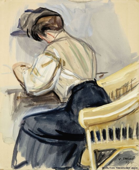 Verner Thomé | Woman Writing (1915) | MutualArt