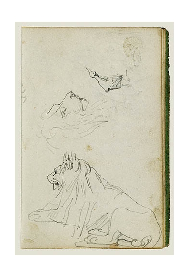 Jean Louis André Théodore Géricault | Seated Lion, Two Lion Head ...