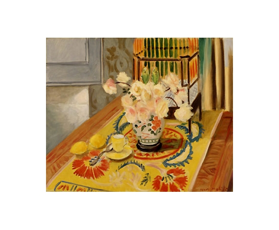 Henri Matisse | Yellow Roses with Cage of Parakeets (1924) | MutualArt