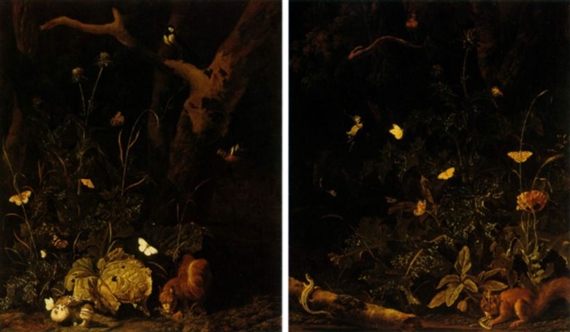 Abraham Begeyn | FOREST LANDSCAPES WITH SQUIRRELS BIRDS AND INSECTS (2 ...