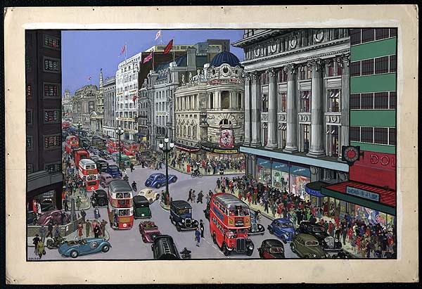 Grace Golden | A West-end London street scene (1945) | MutualArt