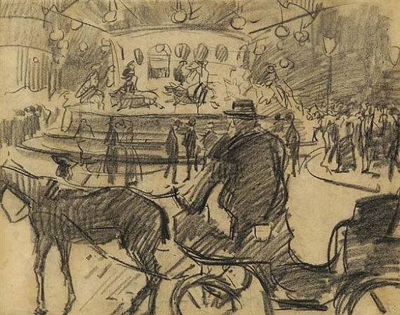 Isaac Israëls | Waiting coachmen at a fair (Paris) | MutualArt
