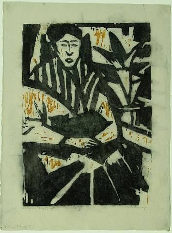 Otto Lange | Frau mit Katze (1916 - 1917) | MutualArt