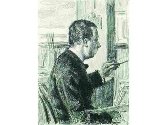 Maximilien Luce | Portrait de Paul Signac peignant (1895) | MutualArt