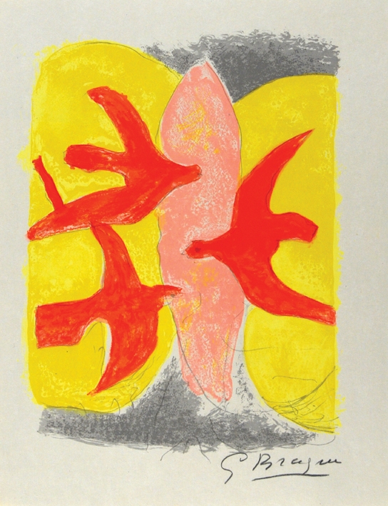 Georges Braque | Komposition mit drei roten Vögeln aus Descente aux ...