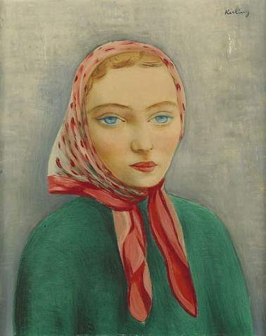 Moïse Kisling | JEUNE FEMME BLONDE AU FICHU ROSE (1935) | MutualArt