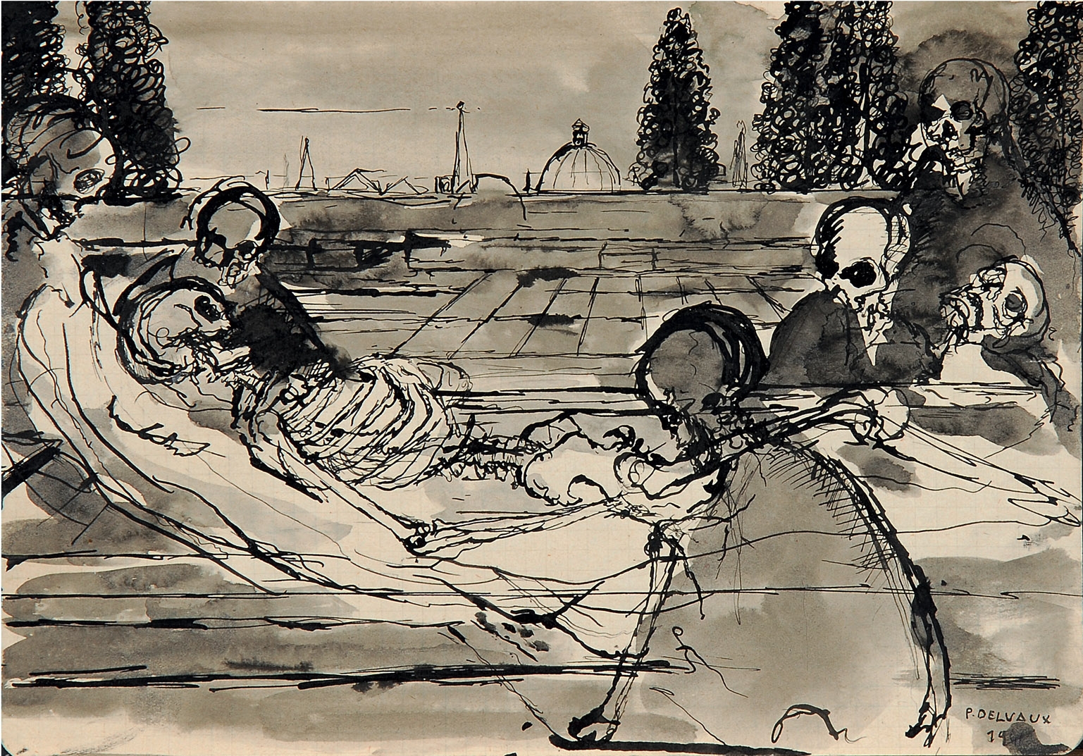 Paul Delvaux | MISE AU TOMBEAU (1951) | MutualArt