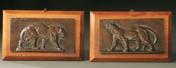 Antoine-Louis Barye | A Panther and Leopard (a pair) (1831) | MutualArt