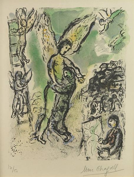 Marc Chagall | Jacob Wrestles with the Angel (1972) | MutualArt