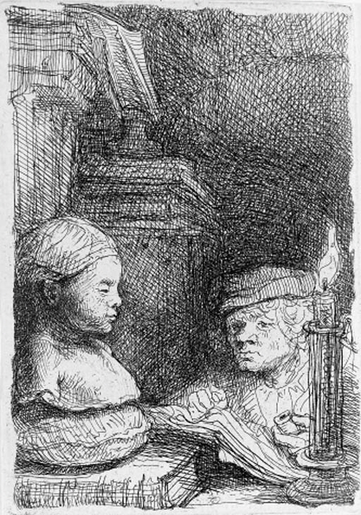 Rembrandt van Rijn | Man Drawing From A Cast (1641) | MutualArt