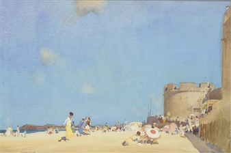 William Russell Flint | The Beach, St Malo | MutualArt