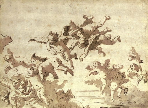 Giovanni Domenico Tiepolo | PUTTI FLYING AMONGST THE CLOUDS | MutualArt
