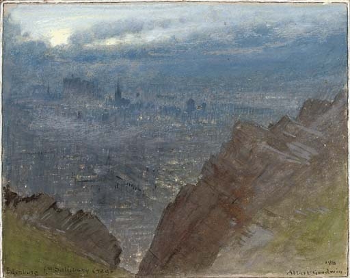 Albert Goodwin | Edinburgh from Salisbury Crags (1910) | MutualArt