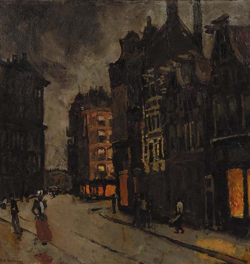 George Hendrik Breitner | Paleisstraat te Amsterdam: Figures on a ...