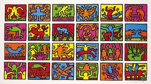 Keith Haring - Fight Aids Worldwide, 1990,...