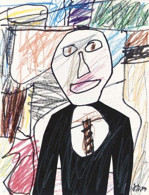 Jean Dubuffet | PORTRAIT DE FEMME VÊTUE DE ROUGE (1974) | MutualArt