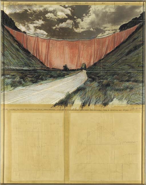 Christo | Valley Curtain (Project for Colorado) Rifle, Grand Hogback, 216 miles West from Denver ...