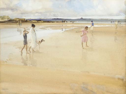 William Russell Flint | Bamburgh Beach and Holy Island (1921) | MutualArt