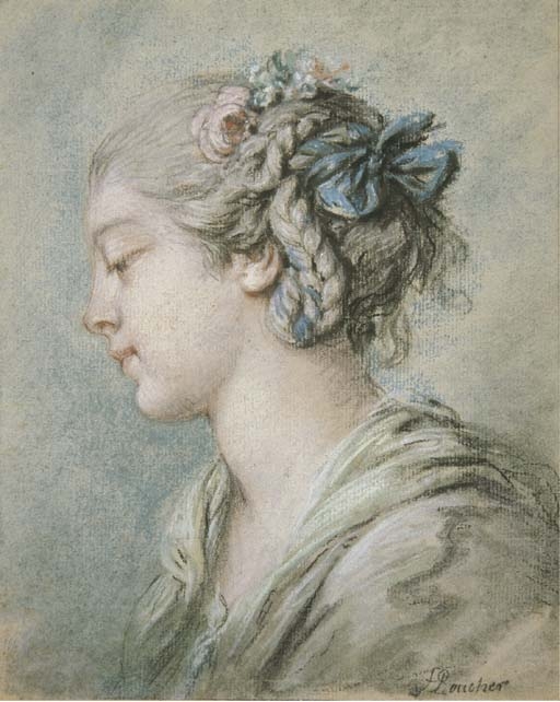 François Boucher | Head of a young girl turned to the right | MutualArt
