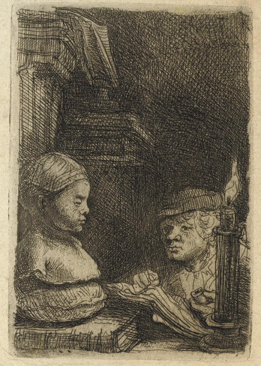 Rembrandt van Rijn | Man Drawing From A Cast (1641) | MutualArt