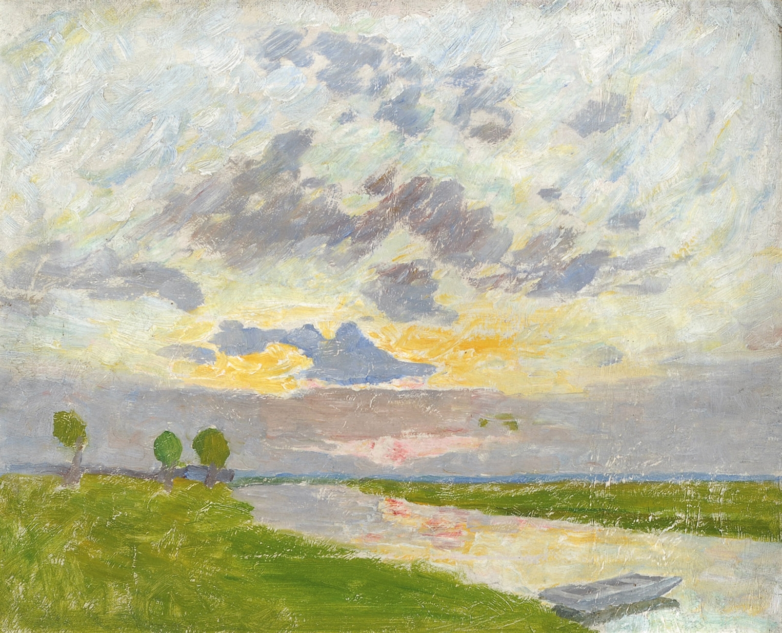 Emile Claus | EVENING NEAR THE LEIE (1920) | MutualArt