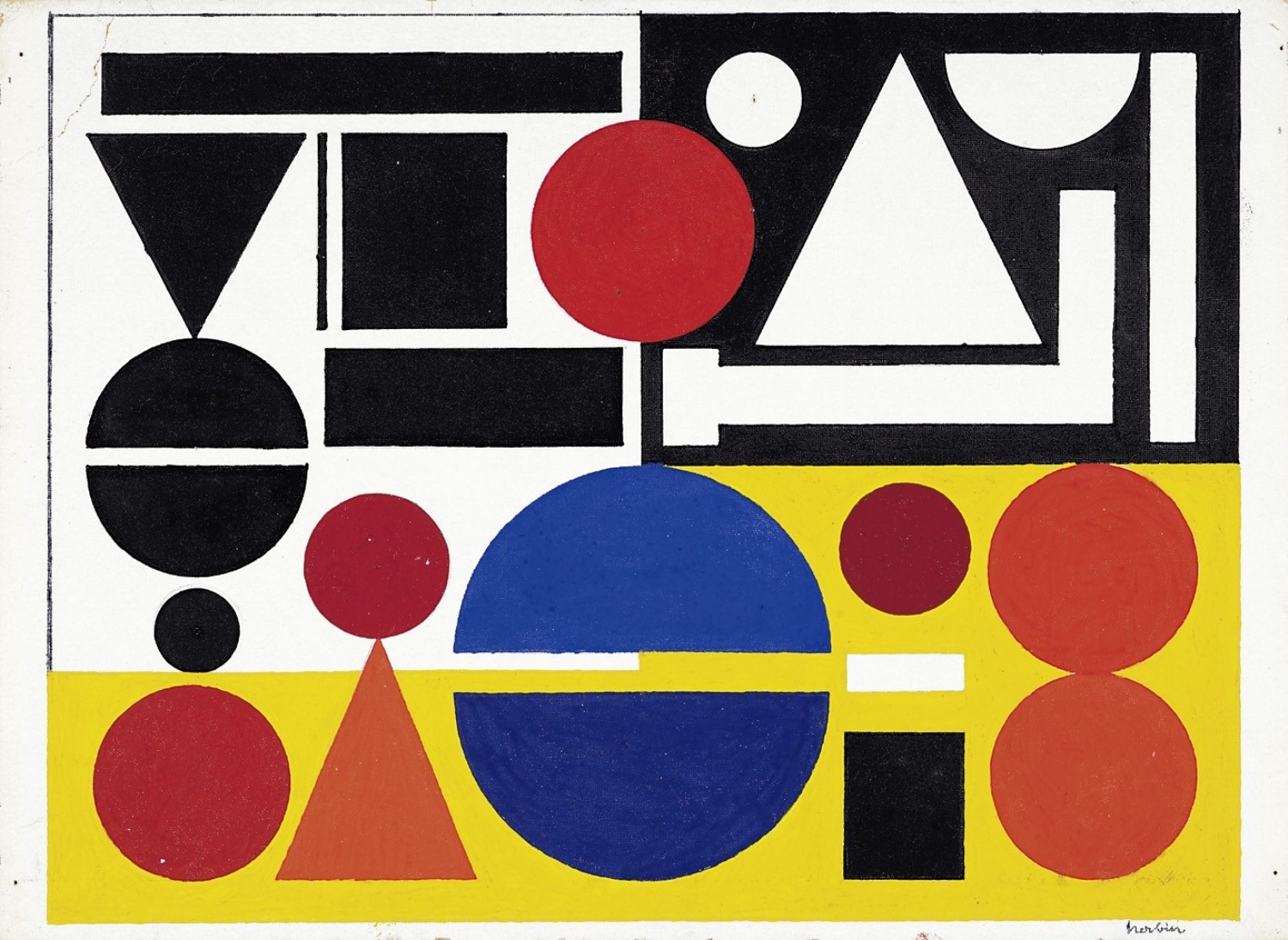 Auguste Herbin | Composition (Étude sur le mot vendredi) (1951) | MutualArt