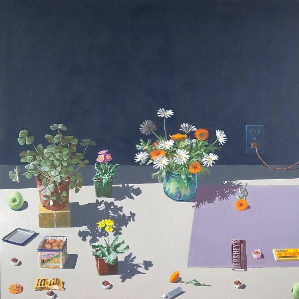 Paul Wonner | Dutch Still Life with Flowers in Pitchers, Two Tables and ...