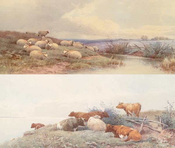 Thomas Rowden | Coastal scene with cattle resting; and another of a ...