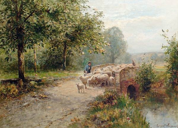 Ernest Walbourn | 2 Works: The Artist's Wife, Eva Walbourn, with Geese ...