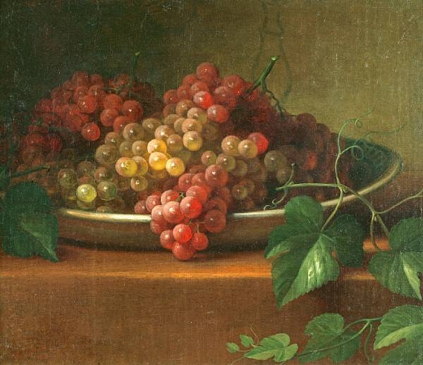 George Henry Hall | Grapes in a Porcelain Bowl (1867) | MutualArt