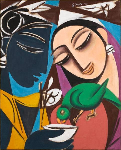 George Keyt | Figures with Parrot | MutualArt