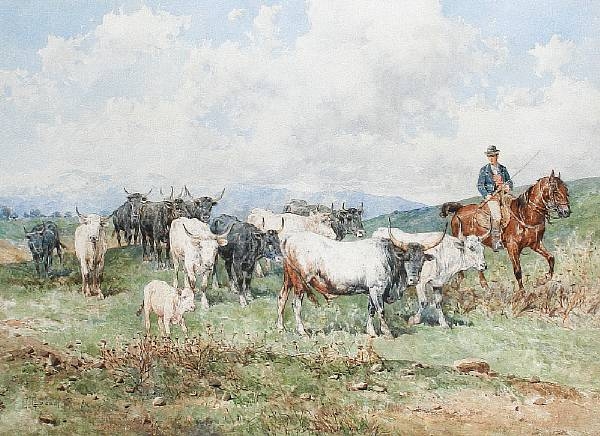 Giuseppe Gabani | Cattle and drover | MutualArt