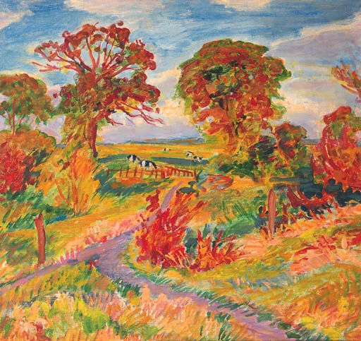 Johan Dijkstra | A path leading to a field with grazing cows | MutualArt