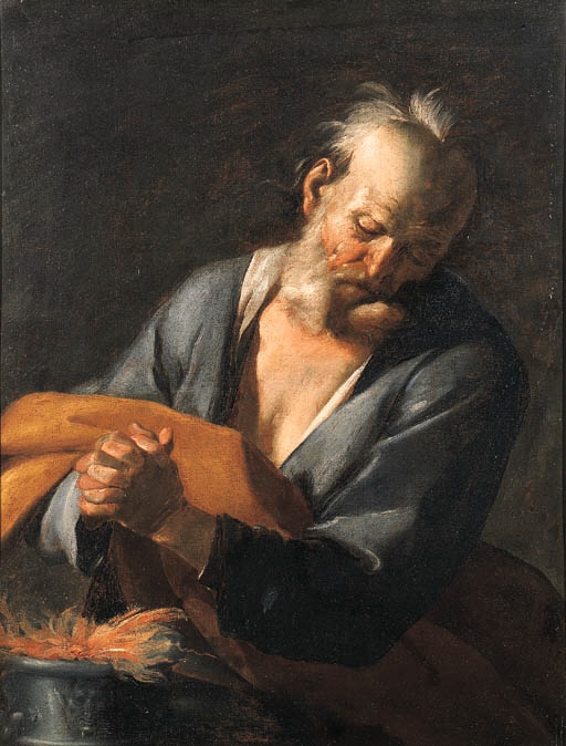 Giuseppe Antonio Petrini | Santo in preghiera davanti ad un braciere ...