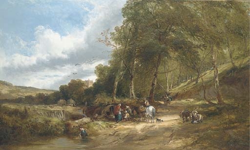 Edward Charles Williams | A gypsy encampment in a wooded landscape ...