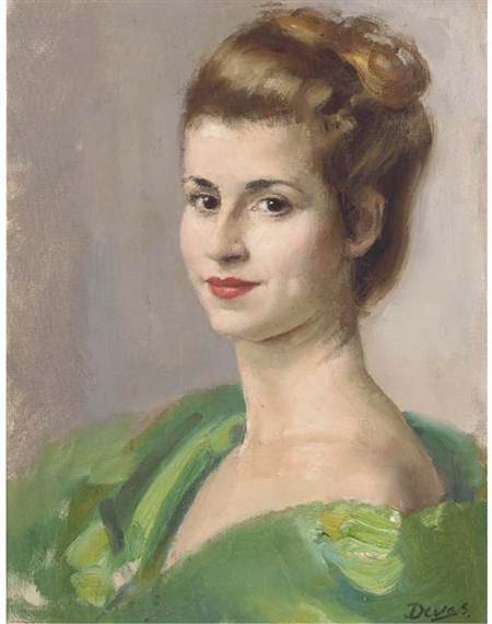 Anthony Devas | Portrait of an Italian model in green | MutualArt