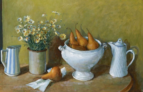 Margaret Olley | Still Life with Daisies and Pears | MutualArt