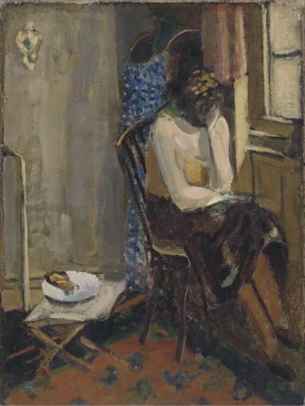 Anthony Devas | A girl reading in the light of a window | MutualArt