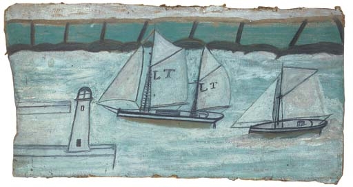 Alfred Wallis | Two Sailing Boats entering harbour | MutualArt