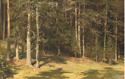 Ivan Shishkin | Russian spring landscape with a serpentine stream ...