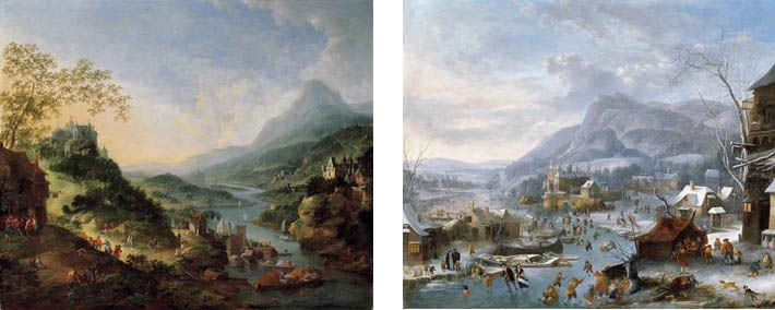 Robert Griffier | Summer: An extensive Rhenish landscape with boats at ...
