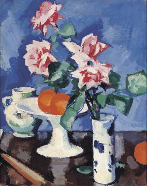 Samuel John Peploe | Still life with plaster cast and books | MutualArt