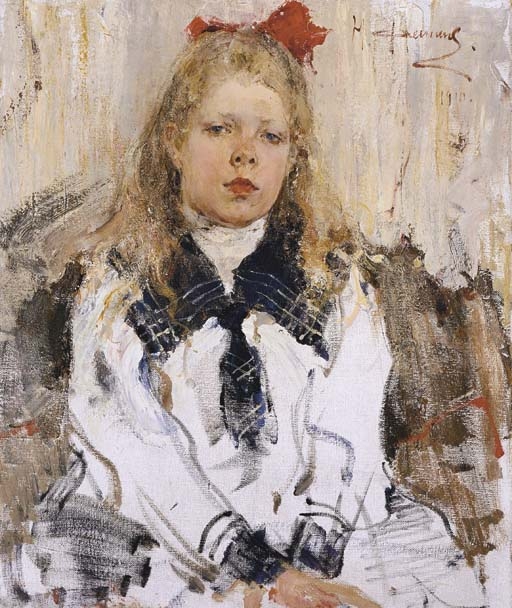 Nicolai Fechin | Girl with Red Bow (1910) | MutualArt
