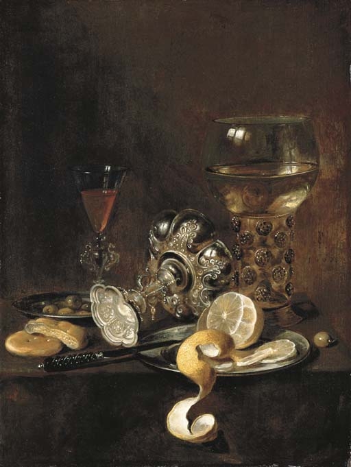 Pieter Claesz | A STILL LIFE WITH AN OVERTURNED PEWTER JUG, A ROEMER ...