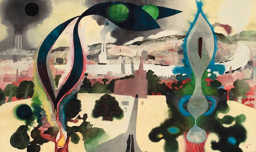 Edward Burra | A View of Rochester | MutualArt