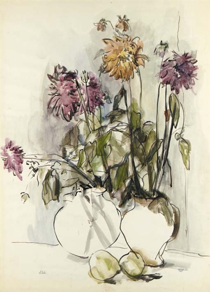 Anna Ticho | Still Life with Flowers (recto and verso) | MutualArt